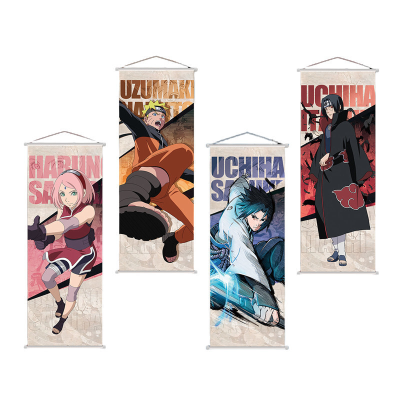 Classic Anime Naruto Scroll Canvas Painting Sasuke Itachi Sakura ...