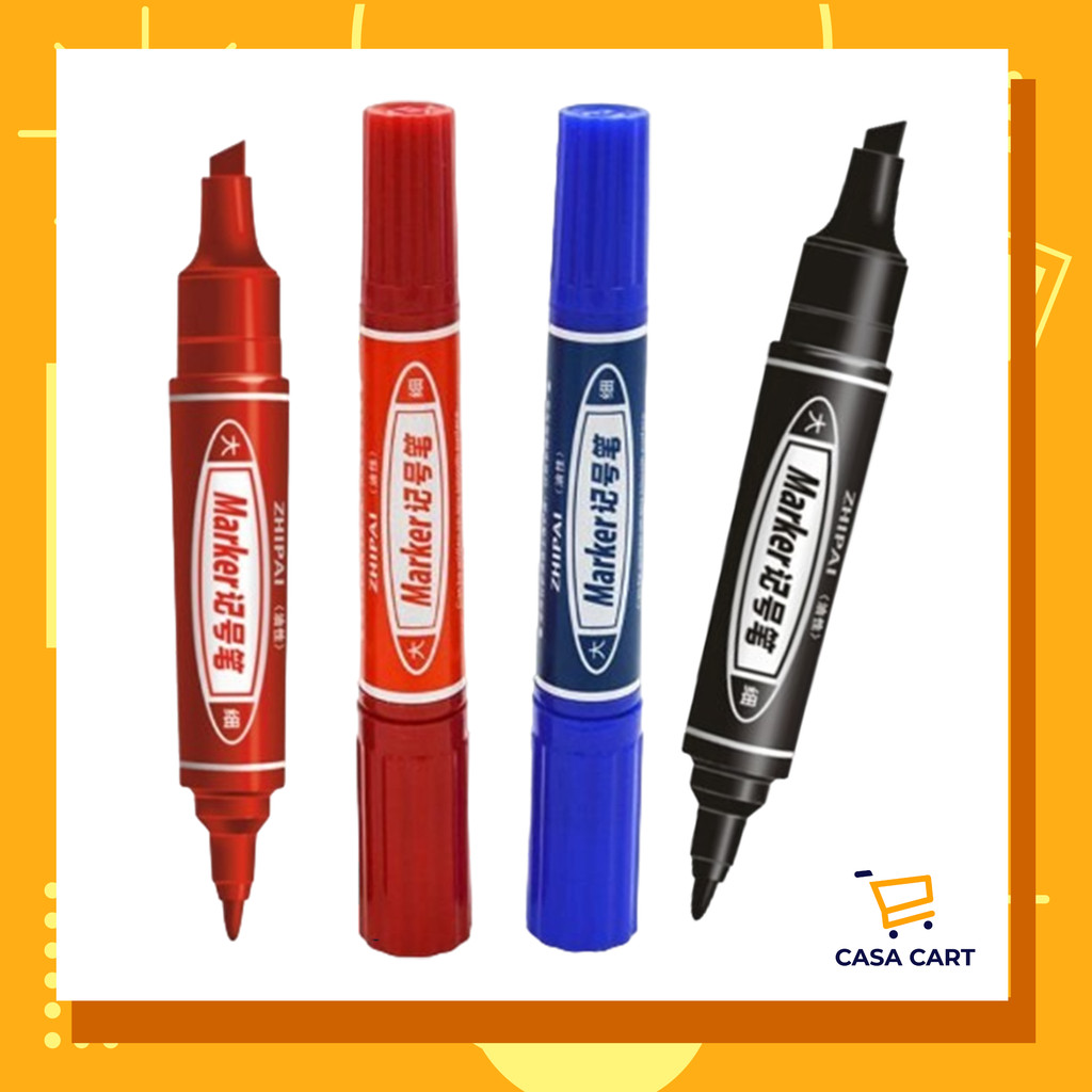 MERAH CASA CART Permanent Marker Pen (Black/Blue/Red) | Shopee Philippines