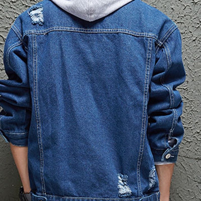 IELGY korean style trendy loose ripped denim jacket men | Shopee ...