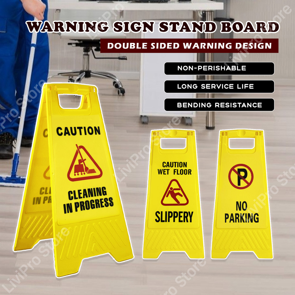 Foldable Floor Sign Board A Frame Warning SLIPPERY WET FLOOR CAUTION NO ...