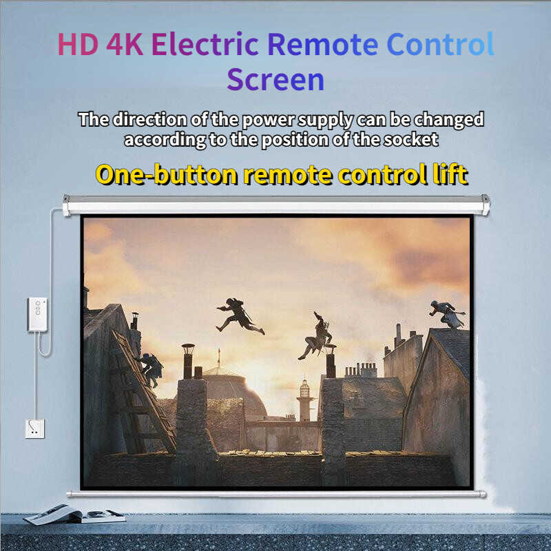 inch ☥ 100 16:9 electric projection screen 4K mute one key remote ...