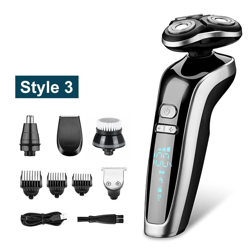 5 In 1 USB Rechargeable Men's Beard Trimmer Waterproof 4D Head Dry Wet ...