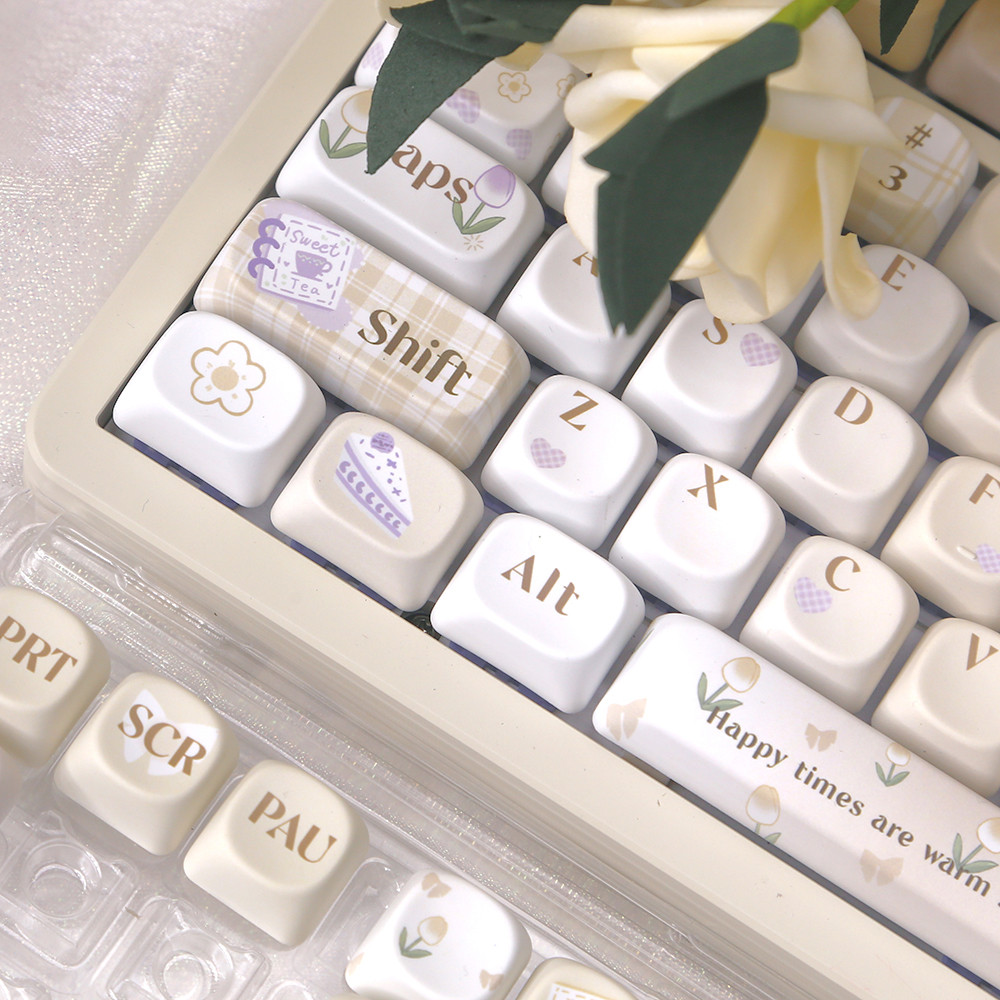PBT Keycap Warm Tea Sunshine MOA Keycap Dye Sublimation Round and Cute ...