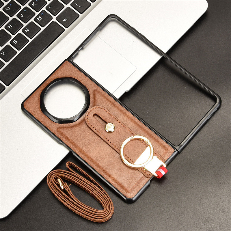 For Honor Magic V3 Case Luxury Leather Cover Wristband Hand Strap ...