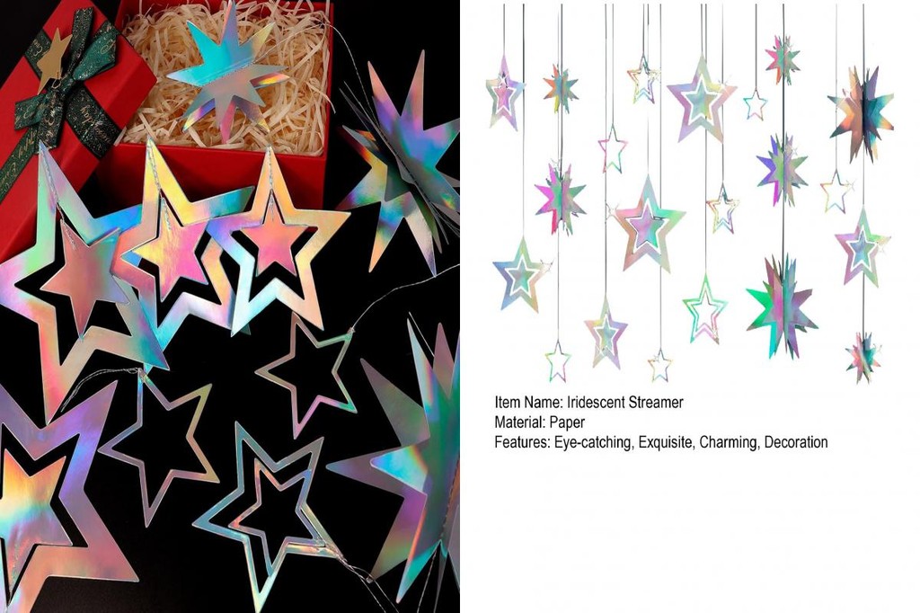 Party Supplies Iridescent Streamer Shiny Star Garland Decoration for ...