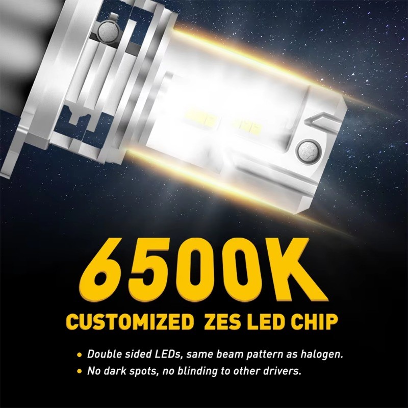 2Pcs M3 LED H4 H7 H11 H8 H9 Car Headlight Bulbs Hi/Lo Beam 6000lm 6000K ...