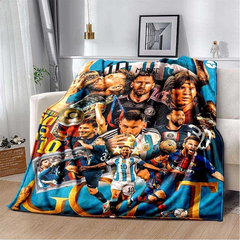 Fashionable 3D Football Superstar L-Leo-Messi Plush Blanket Sofa Bed ...