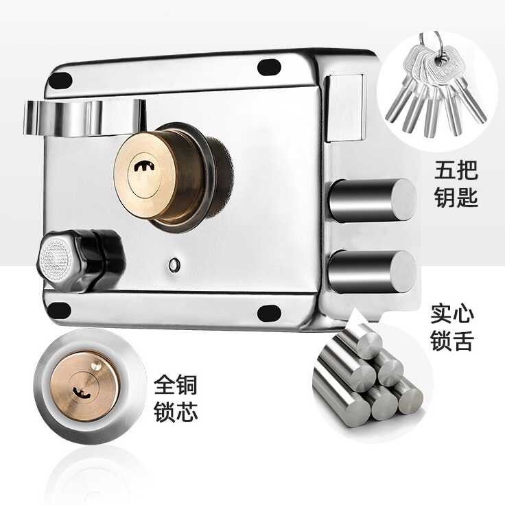 Old Style Moon-Shaped Pure Copper Zinc Head Lock Cylinder Iron Key ...