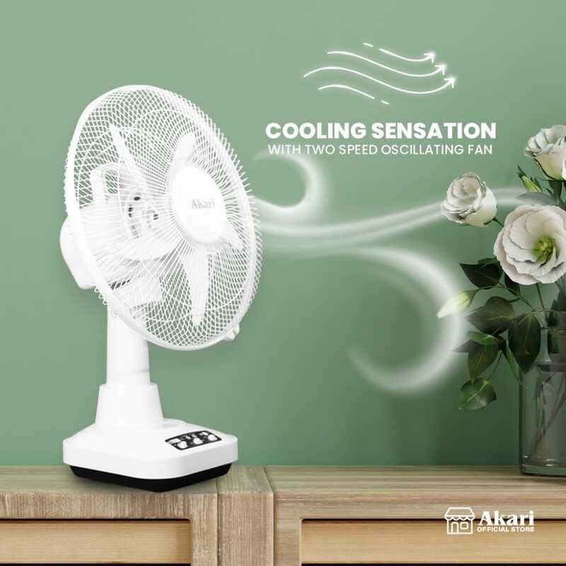 12-Inch Akari Rechargeable Oscillating Fan (Arf-5313F) + FREE 8-Inch ...