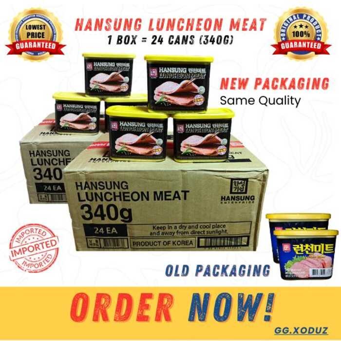 [1 Box, 24 Cans] NEW LABEL HANSUNG Korean Spam Authentic Luncheon Meat 340g 2027 Expiry (EXPORT ...