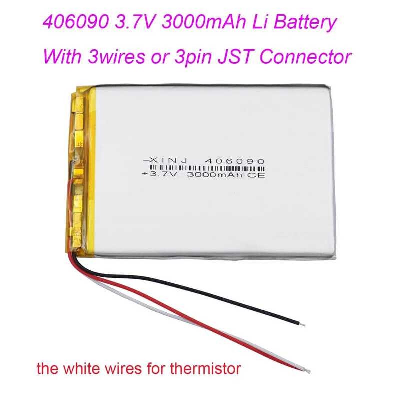 3000Mah 4 81 3.7V 11.1Wh NTC 3-Wires Li Lithium Battery 406090 Li-Po ...