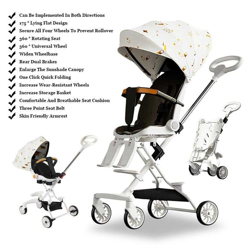 Baby Stroller 360 Rotating Portable Light Weight Two-Way Sit And Lie ...