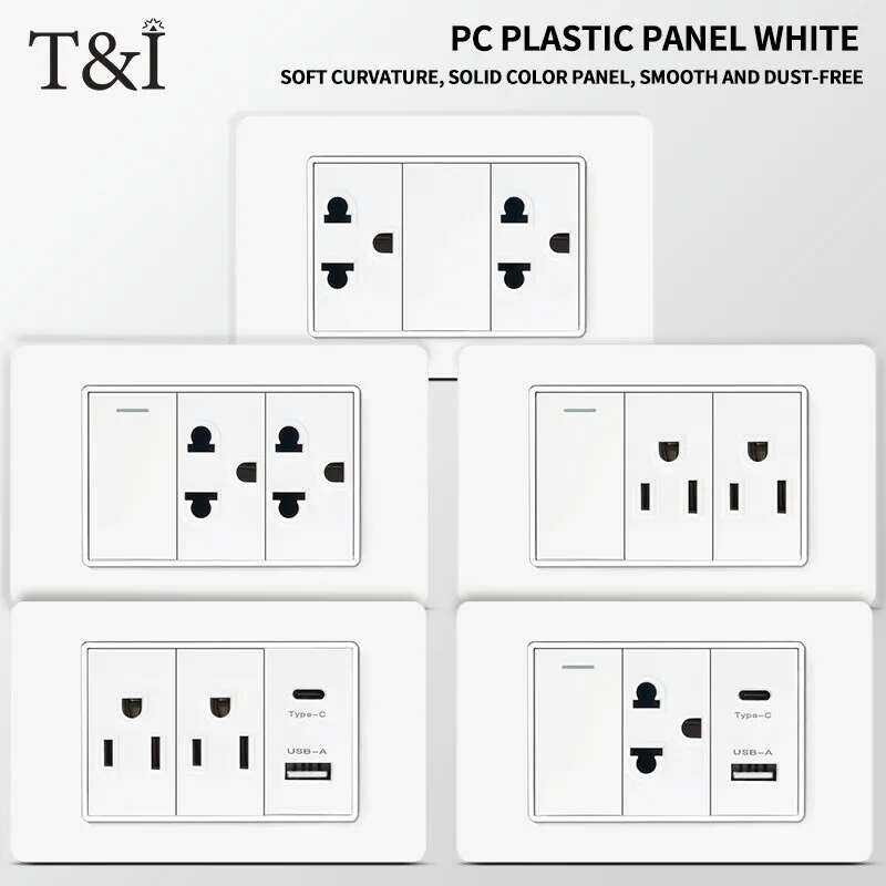 A A A T&I 118*75Mm PC Plastic Panel Socket US Wall Thai Socket Plug ...