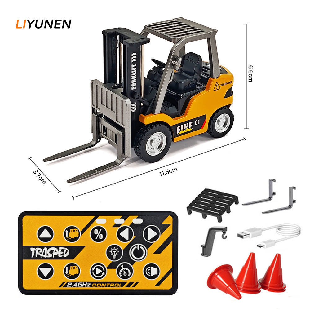 Alloy 1:64 Mini RC Forklift Car Desktop Small Full-scale 4WD car Toys 2 ...