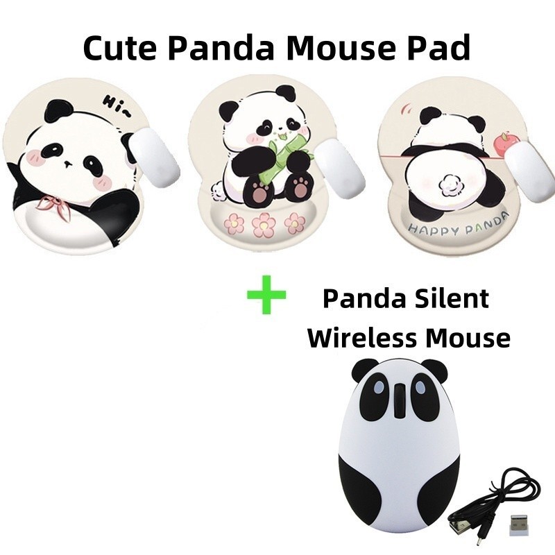 Cute Cartoon Panda Computer Optical Mouse Wireless 1600 DPI Mause USB ...