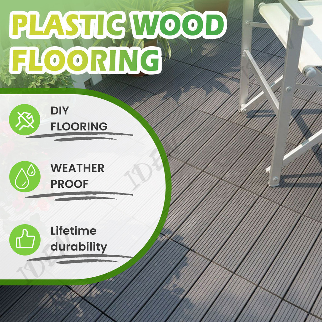 33PCS PVC Floor Decking tiles Indoor Outdoor DIY Interlocking Tiles for ...