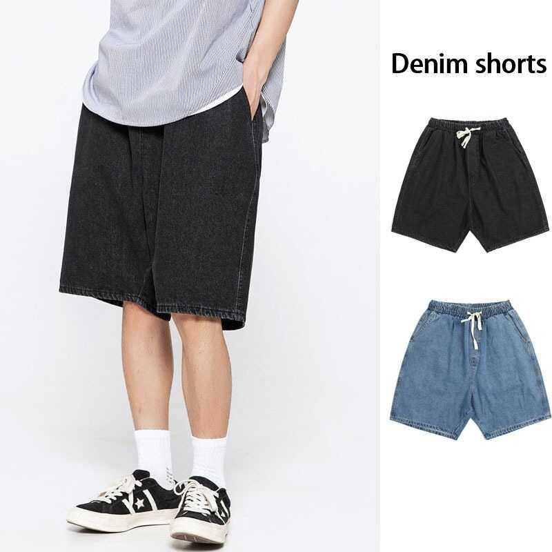 Mga maluwag magkaswal itim denim malawak paa pantalon ng Koreano beach ...