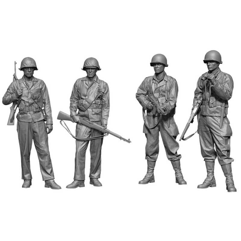 1/35 Scale Resin Figure Military Model WWII US Infantry 4 People ...