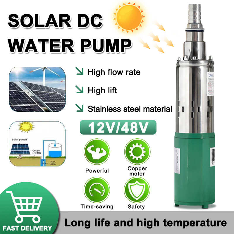 Solar Pump Water 12V/48V High Head DC Electric Screw Submersible Pump Deep Well Pump Impeller ...