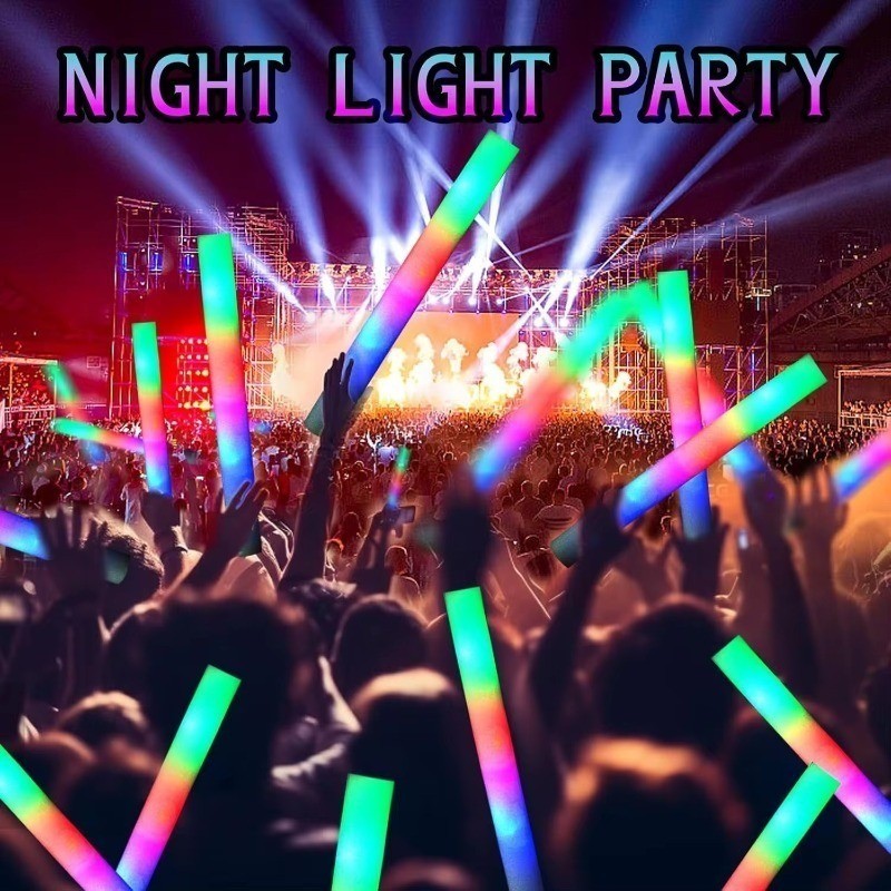 Multi-Color LED Glow Foam Sticks / Luminous Cheer Tube / Xmas Birthday ...