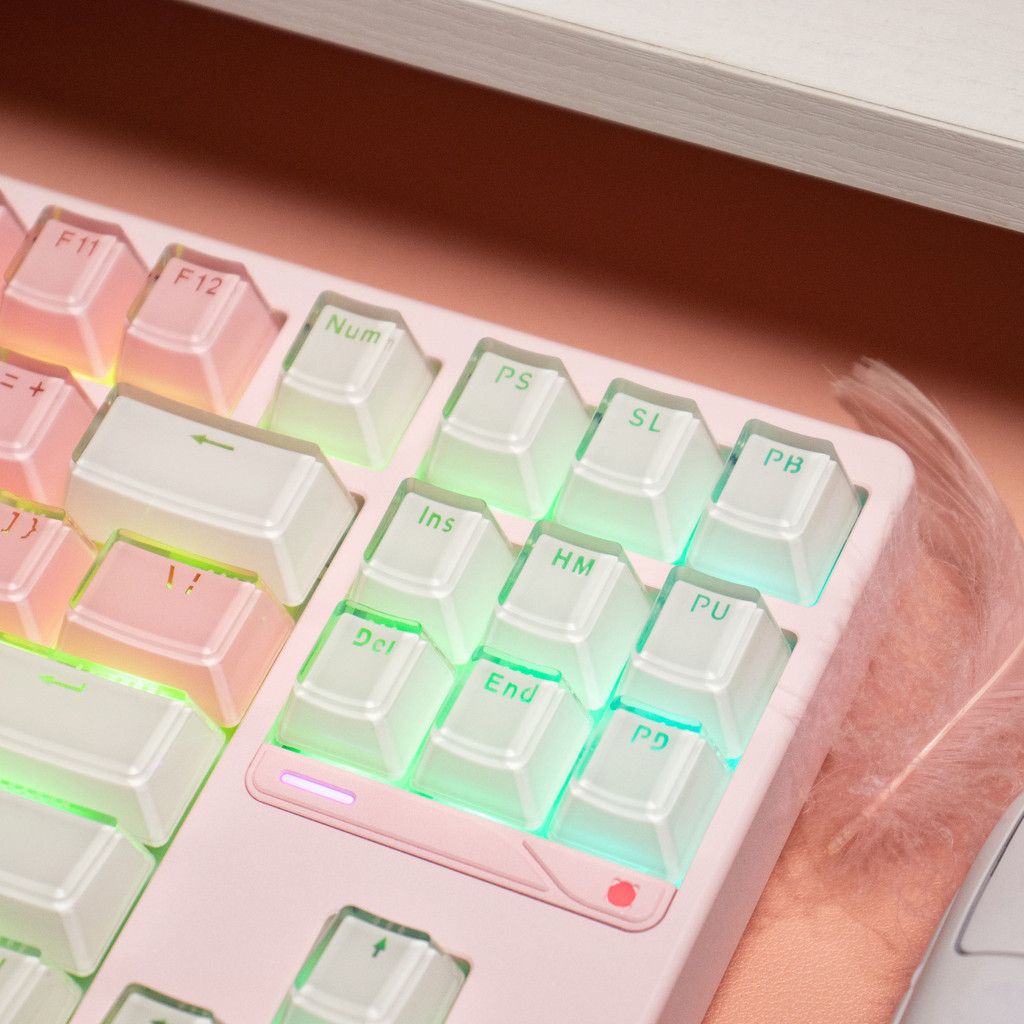 Crystal White Pink Jelly Keycaps OEM profile 104 Keys ABS Double shot ...