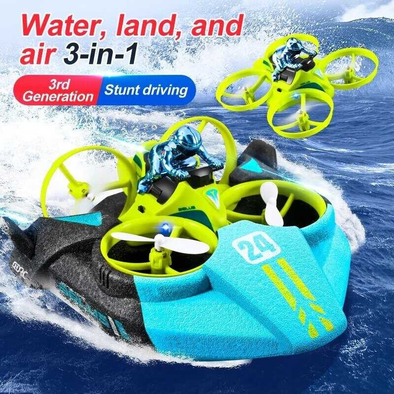 Mini Drone Altitude Hold Headless Mode 3 In 1 Sea Land Air Flight 2.4G ...