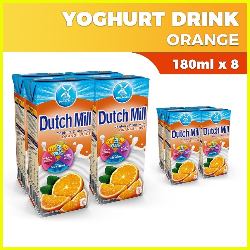 ♂ DO NOT TURN ON | Dutch Mill Yoghurt Drink Orange Juice 180ml x 8 ...