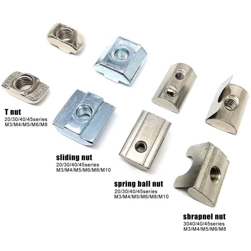 20X M3 M4 M5 M6 M8 M10 T Shape Block Sliding Nut Hammer Spring Ball for 20 30 40 45 Series ...