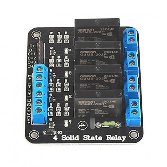 2A SainSmart 5V 4 Channel Solid State Relay Module High Level Trigger Black for Arduino Uno Due ...