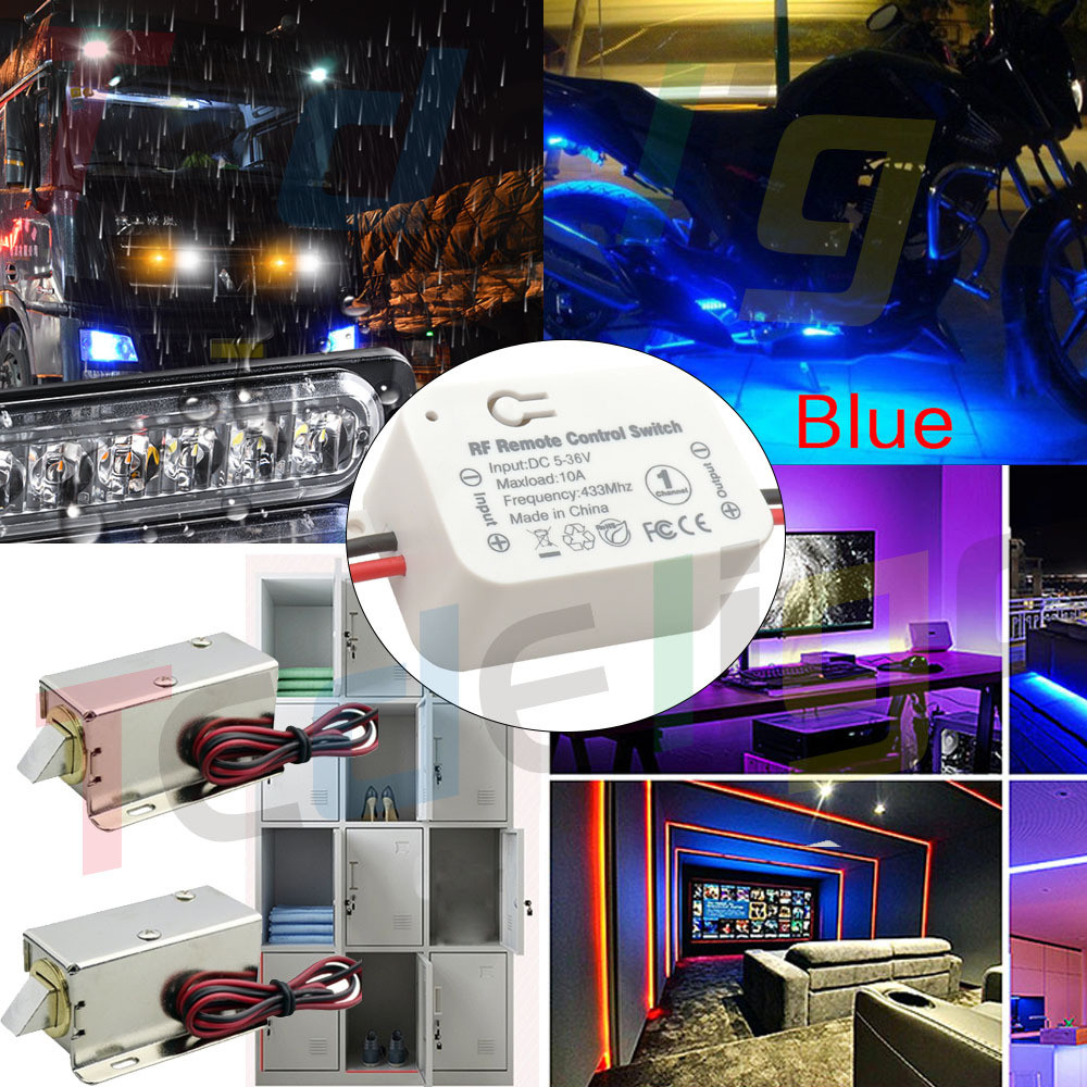 12V Wireless Light Remote Control 1/2/3 Gang 433Mhz Push Button Wall ...