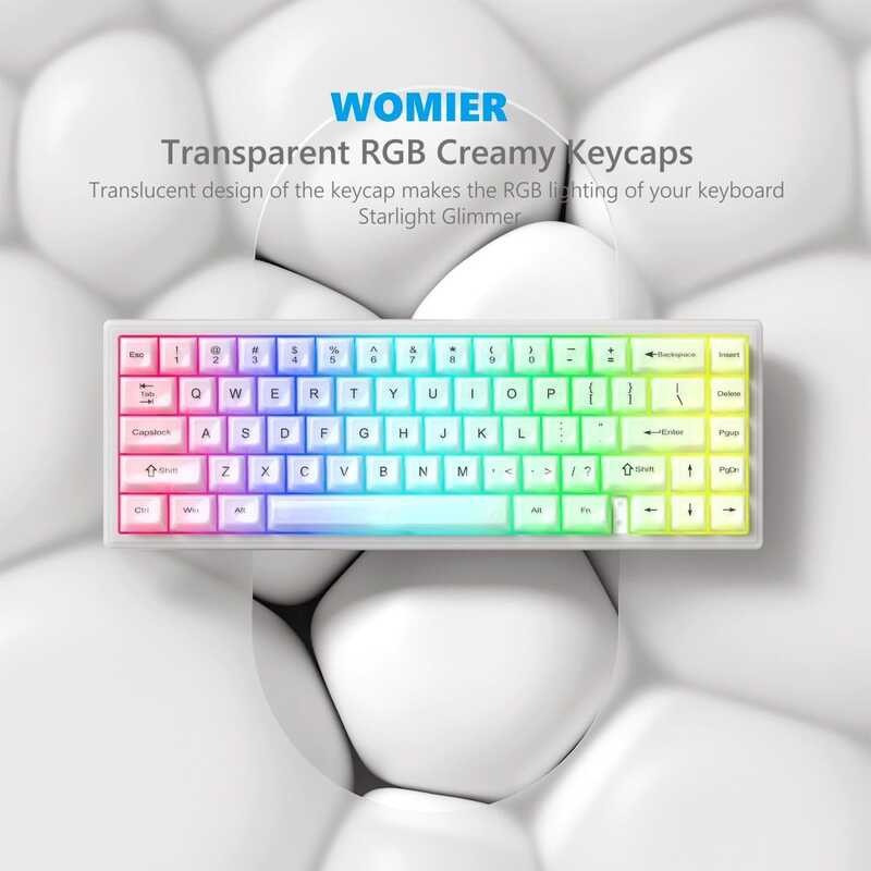 WOMIER 115 Keys White Fog Transparent Clear Keycaps Crystal Ceramic PC ...