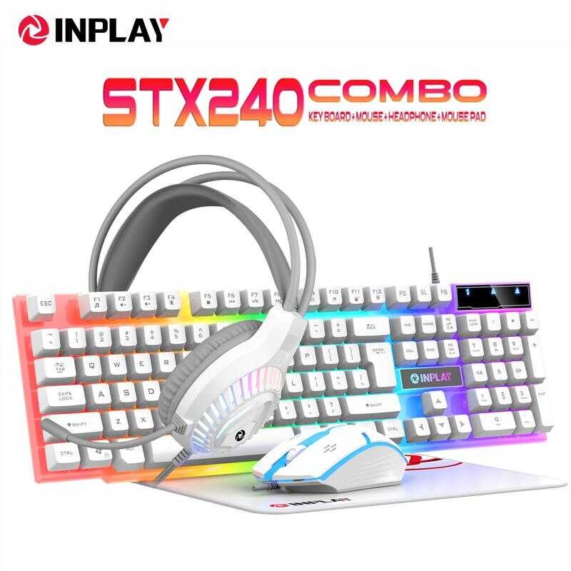 INPLAY Stx240 RGB Gaming Keyboard And Mouse With Headset Pad Combo For ...