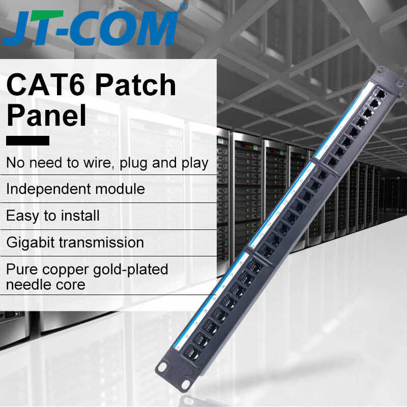 Jt-Com 19In 1U Cabinet Rack Pass-Through 24 Port Cat6 Patch Panel Rj45 ...