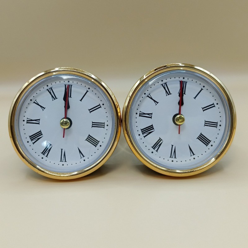 2PCS Quartz Mini Clock Insert for DIY with Roman Numerals Gold Plated ...