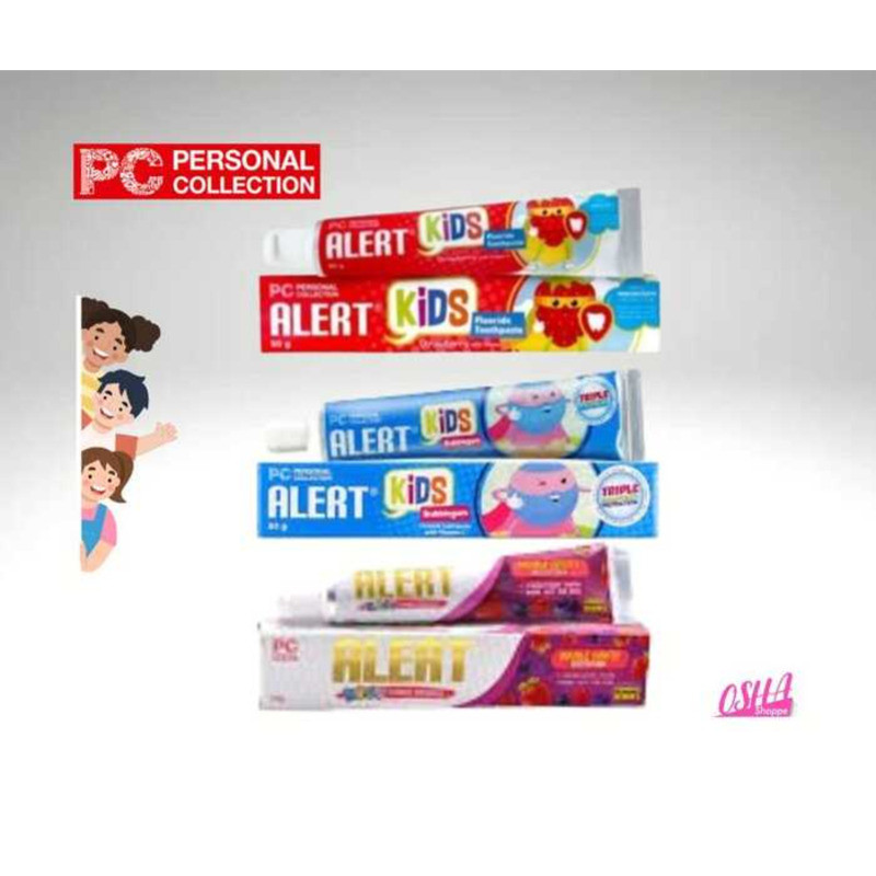 Asz-088 PC ALERT KIDS Fluoride Toothpaste 50G ( Strawberry, Bubble Gum ...