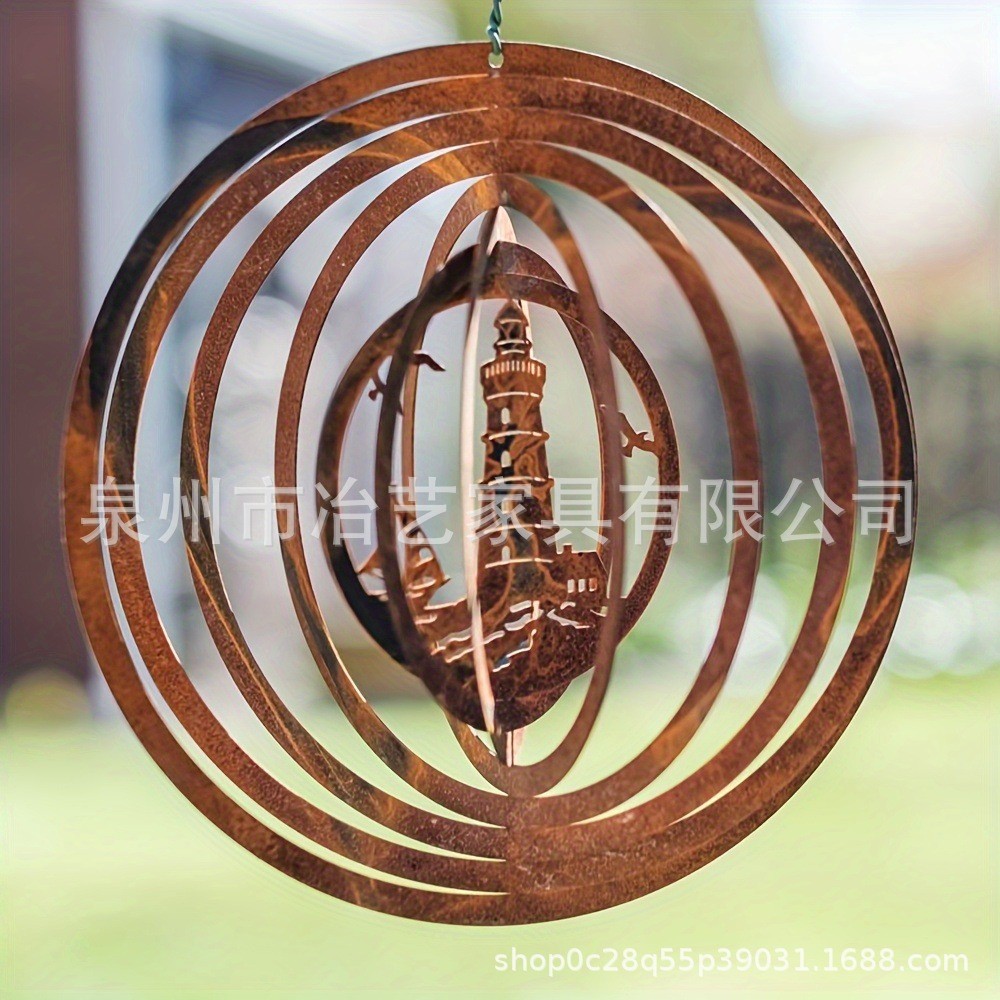 Temu's Popular Iron Rust Color Wind Turn 3D Rotating Circular Hollow ...