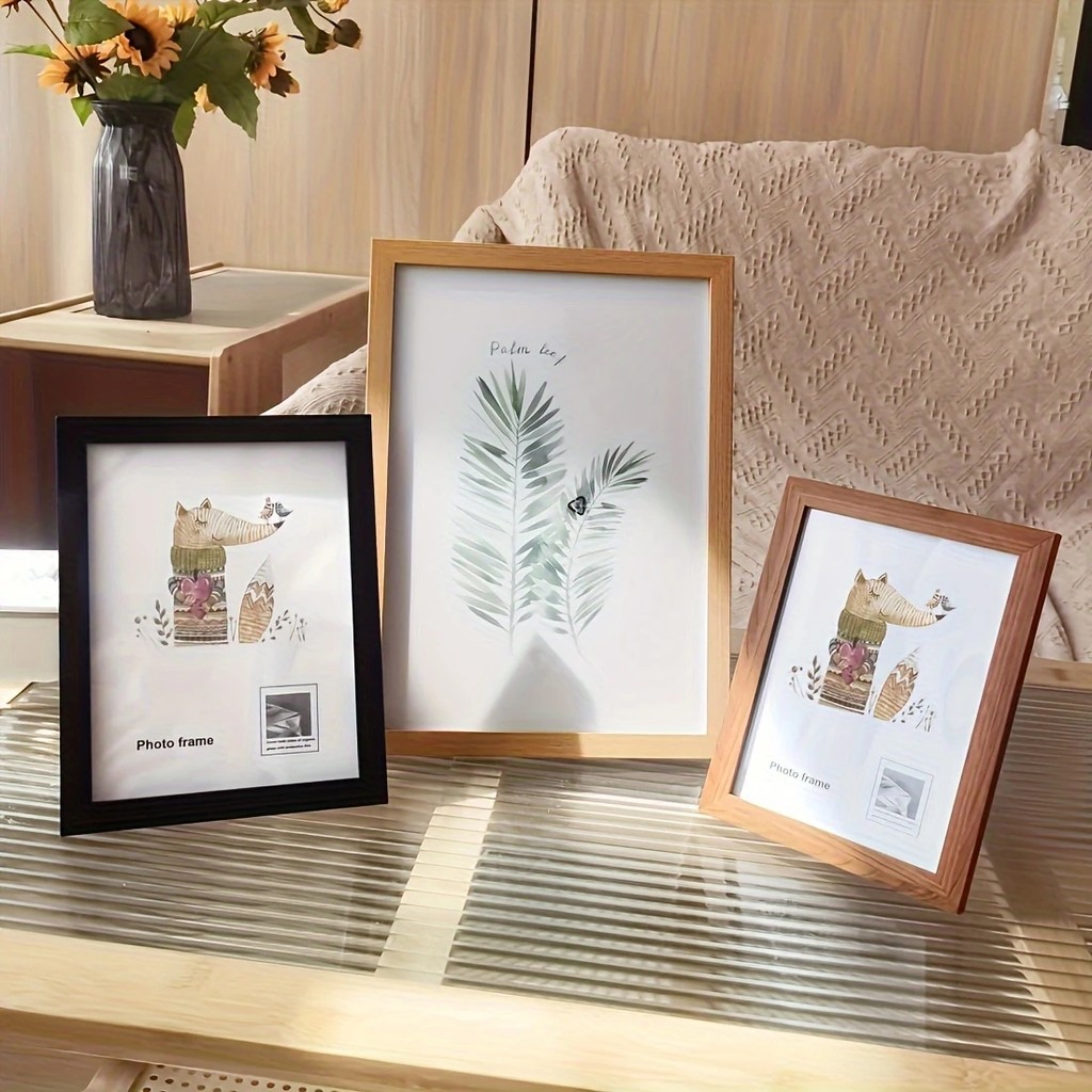 Wooden Picture Frame 5/6/7inch/A4 Wall Decor Home With Stand Frame ...