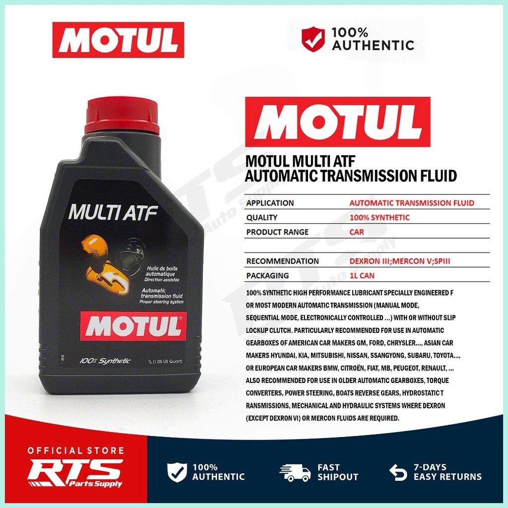 Motul 100% Synthetic Multipurpose Automatic Transmission Fluid ATF ...