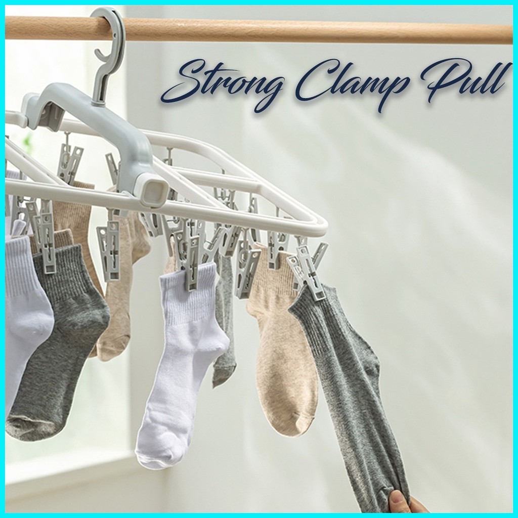 LOCAUPIN SET OF 5 Laundry Clips Folding Clothes Hanger Rotating Hook ...