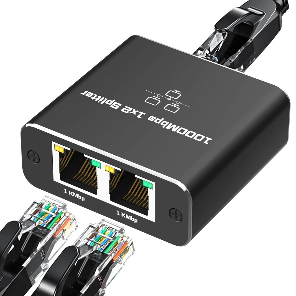 Ethernet Splitter 1x2 Coupler Gigabit RJ45 Ethernet Splitter 1 to 2 way ...