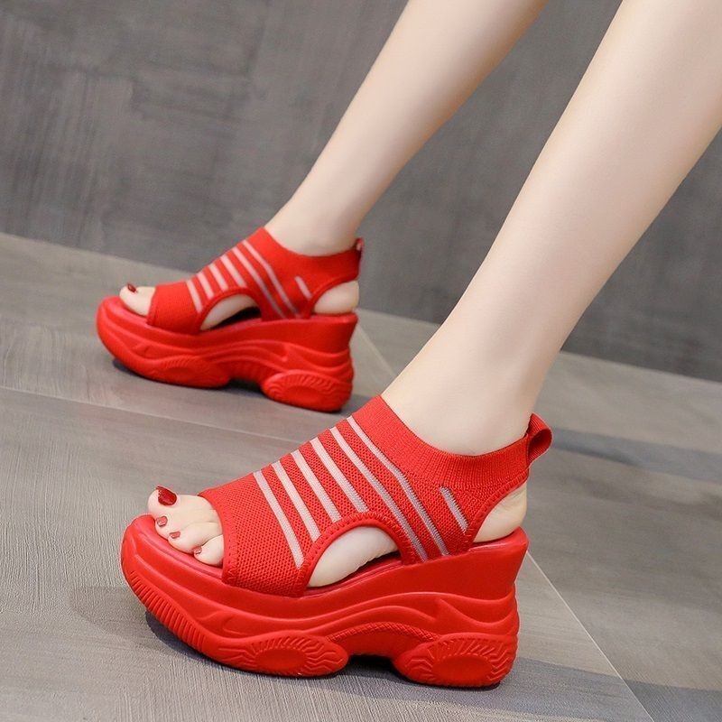 9cm Thick-Soled Platform Wedge Heel Sandals Women's Fish Mouth 2024 ...