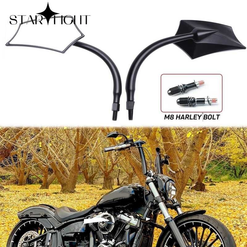 M8 Motorcycle Black Rearview Mirror Side Retro Rear Mirrors For Harley ...