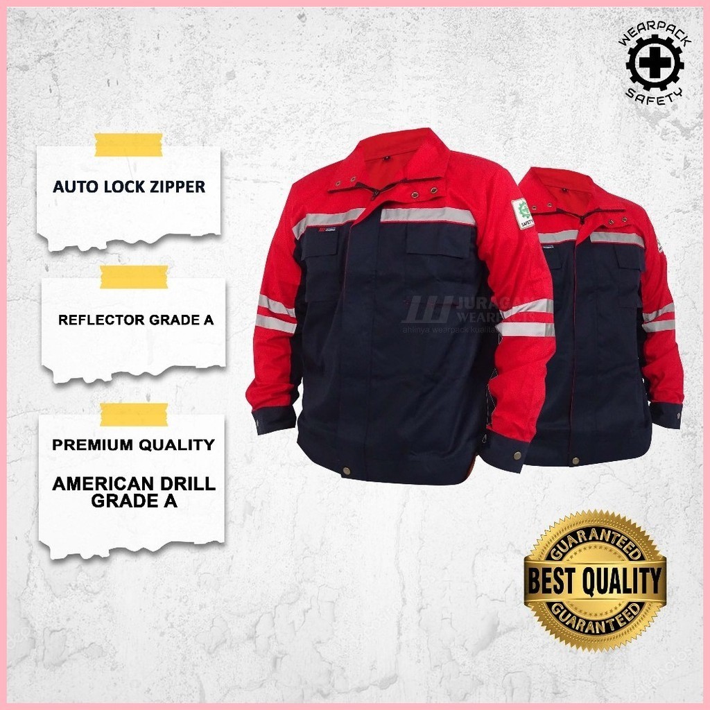 ☢ ☸ MERAH Wearpack Safety Semi Jacket/Work Wearpack Red Color Navy Blue ...