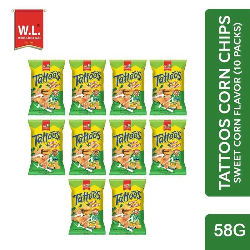 COD- WL pagkain Tattoos Chips Sweet Corn 58g x 10's | Shopee Philippines