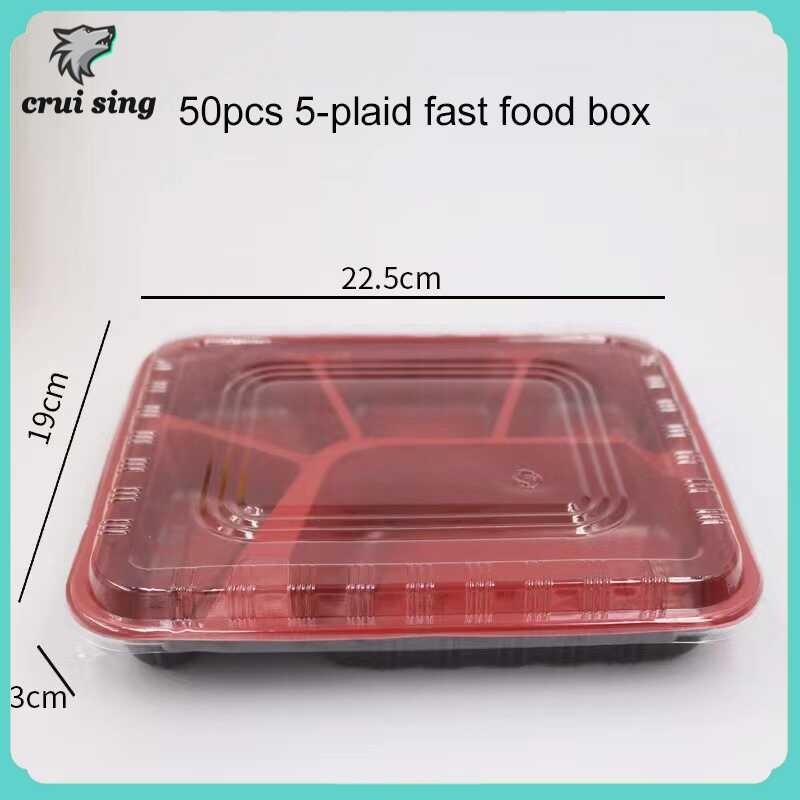 50 Pieces 4 Division/5 Division Bento Lunch Box with Lid Plastic ...