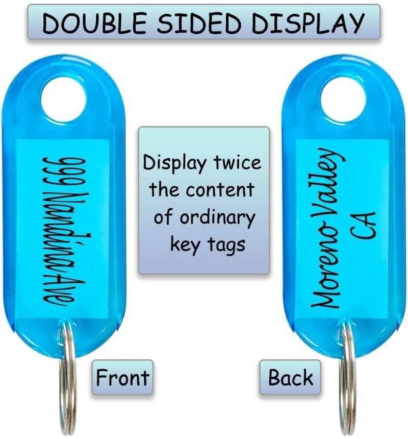 Crystal Clear Plastic Key Tag - 5 Colors DIY ID Label Tags - Number ...