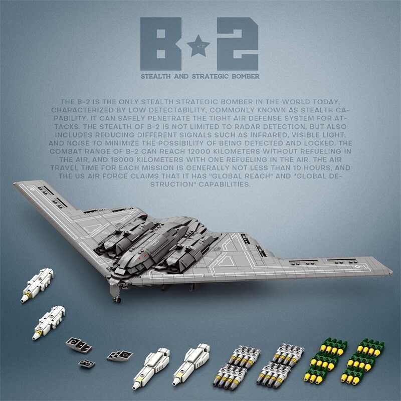 Technical Military USA B2 Stealth Ghost Bomber Fighter Building Bloc ...