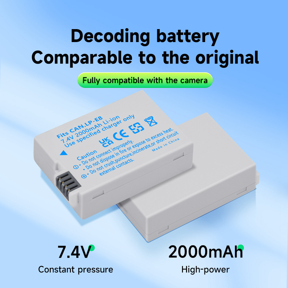 Lp-E8 2000Mah LP E8 Lpe8 Camera Battery For Canon EOS 550D 600D 650D ...