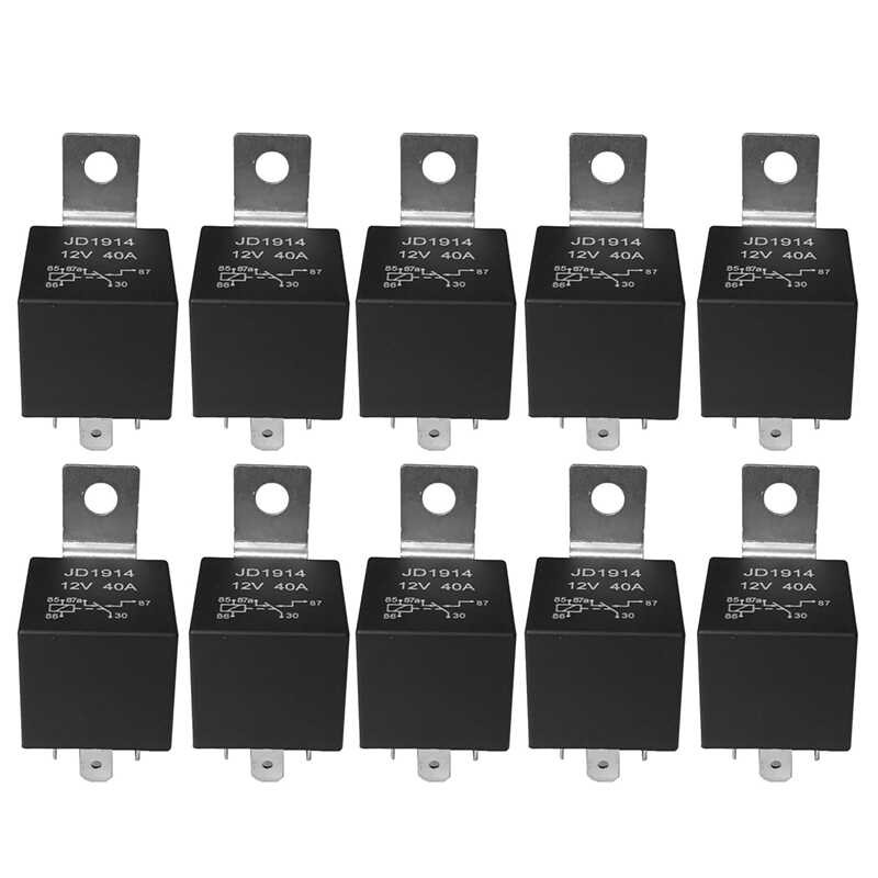 10 Pcs 5 Pin 12V Switch (Spdt) (30/40 Amp) 12 Volt Relay For Automotive ...