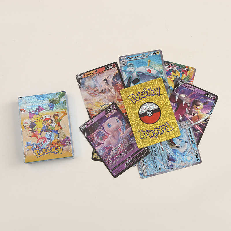 1 Hot 55Pcs Cards English Spanish French German Pikachu Card Set Gold ...